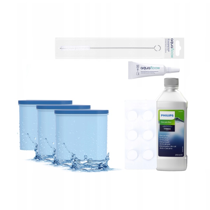 Kit masina de cafea, detartrant 250 ml, tablete de curatare, 3 filtre ...