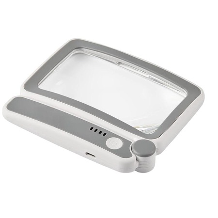 Lupa de citit cu iluminare, rectangulara, 4x, 10 LED-uri reglabile ...