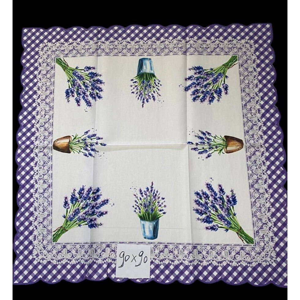 Traversa masa cu model cu flori mov din textil 90 x 90 -Concept E ...