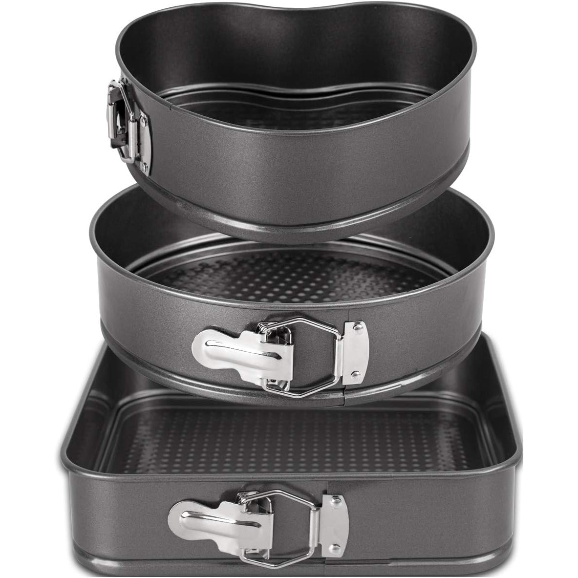 Set 3 tavi pentru Copt, Aurov®, Forma Inima/Rotunda/Patrata, cu Baza ...