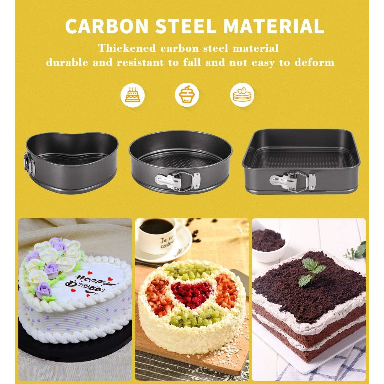 Set 3 tavi pentru Copt, Aurov®, Forma Inima/Rotunda/Patrata, cu Baza ...