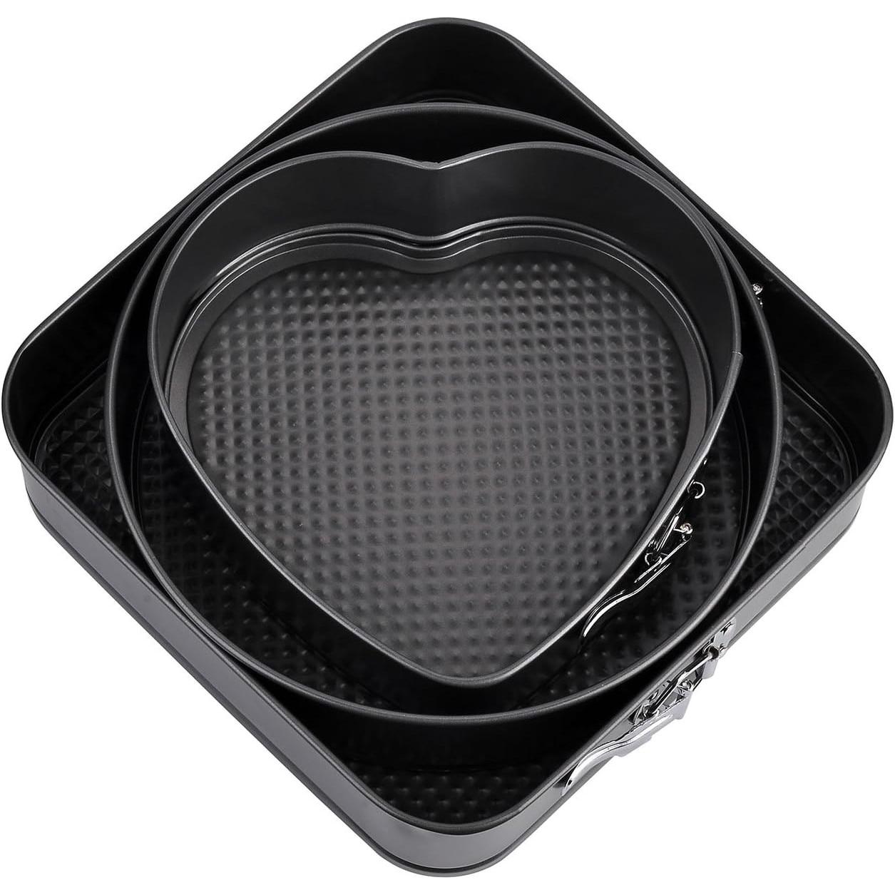 Set 3 tavi pentru Copt, Aurov®, Forma Inima/Rotunda/Patrata, cu Baza ...