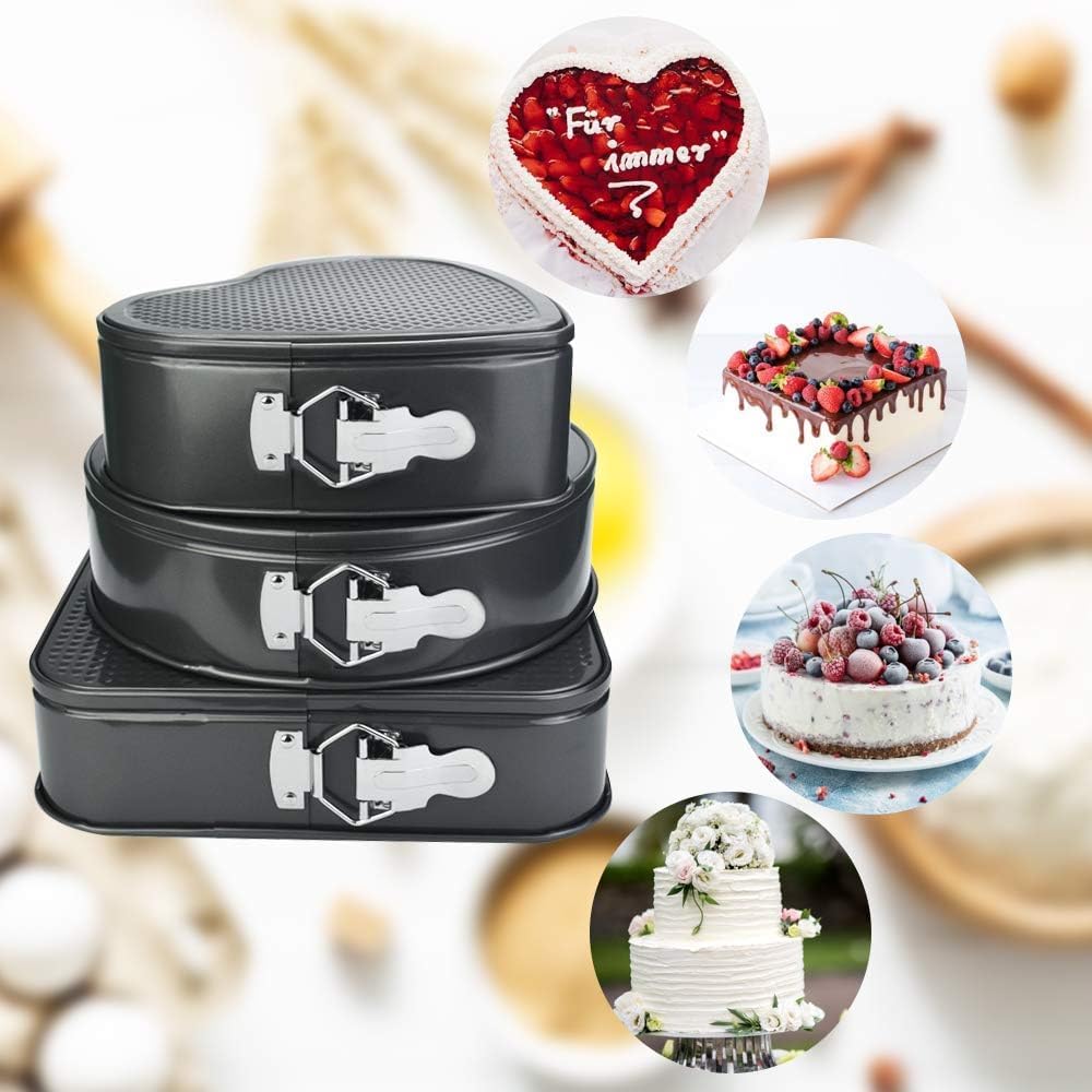 Set 3 tavi pentru Copt, Aurov®, Forma Inima/Rotunda/Patrata, cu Baza ...