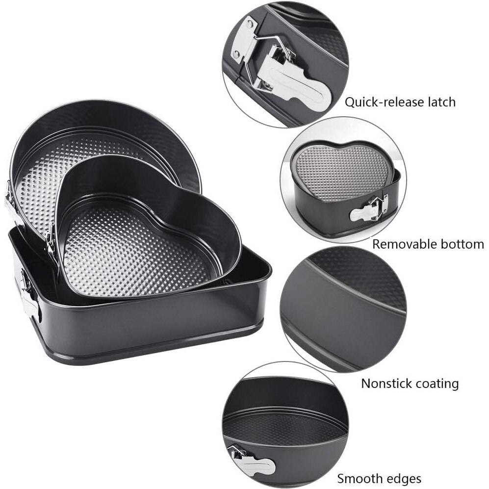 Set 3 tavi pentru Copt, Aurov®, Forma Inima/Rotunda/Patrata, cu Baza ...