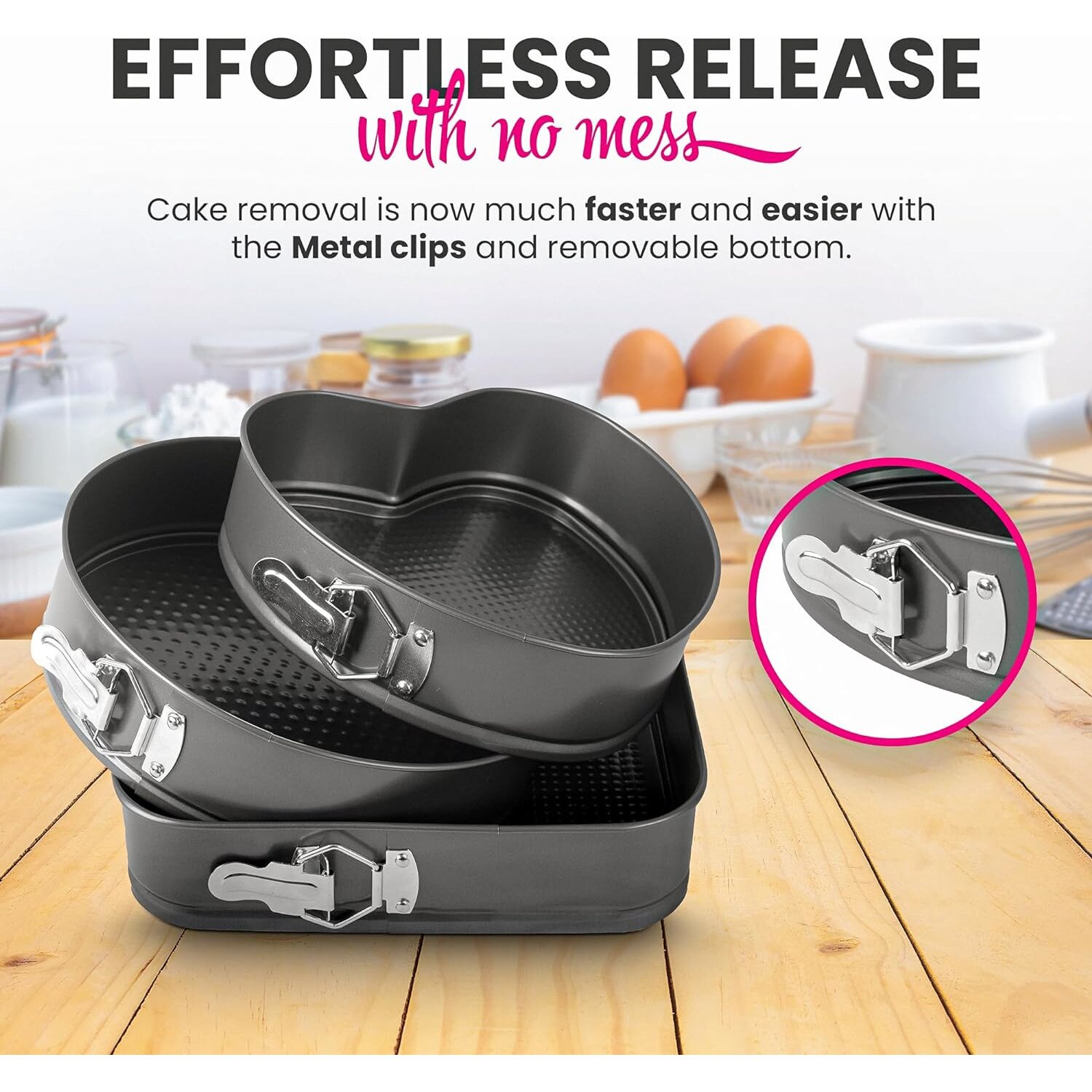 Set 3 tavi pentru Copt, Aurov®, Forma Inima/Rotunda/Patrata, cu Baza ...