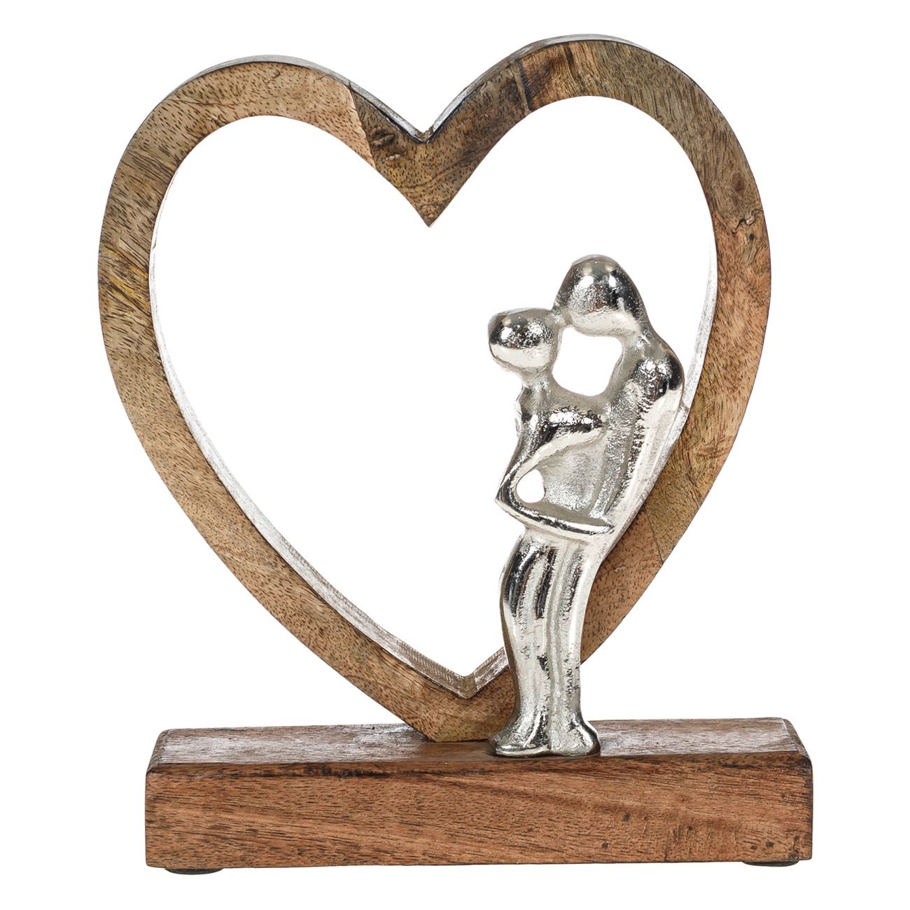 Decoratiune de Masa din Lemn Inima cu Figura Cuplu - eMAG.ro
