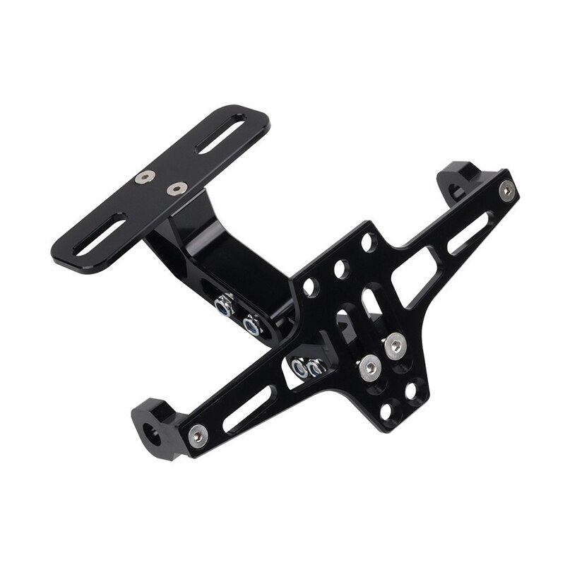 Suport numar ajustabil moto Rqiurpn, aluminiu, negru, universal, cu bec ...