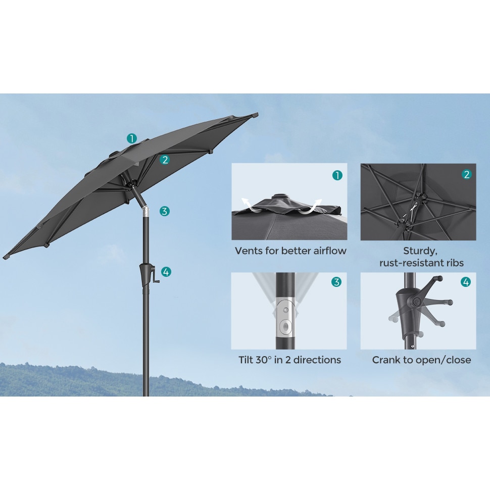 Umbrela de gradina SONGMICS, cu manivela pentru deschidere, sistem ...