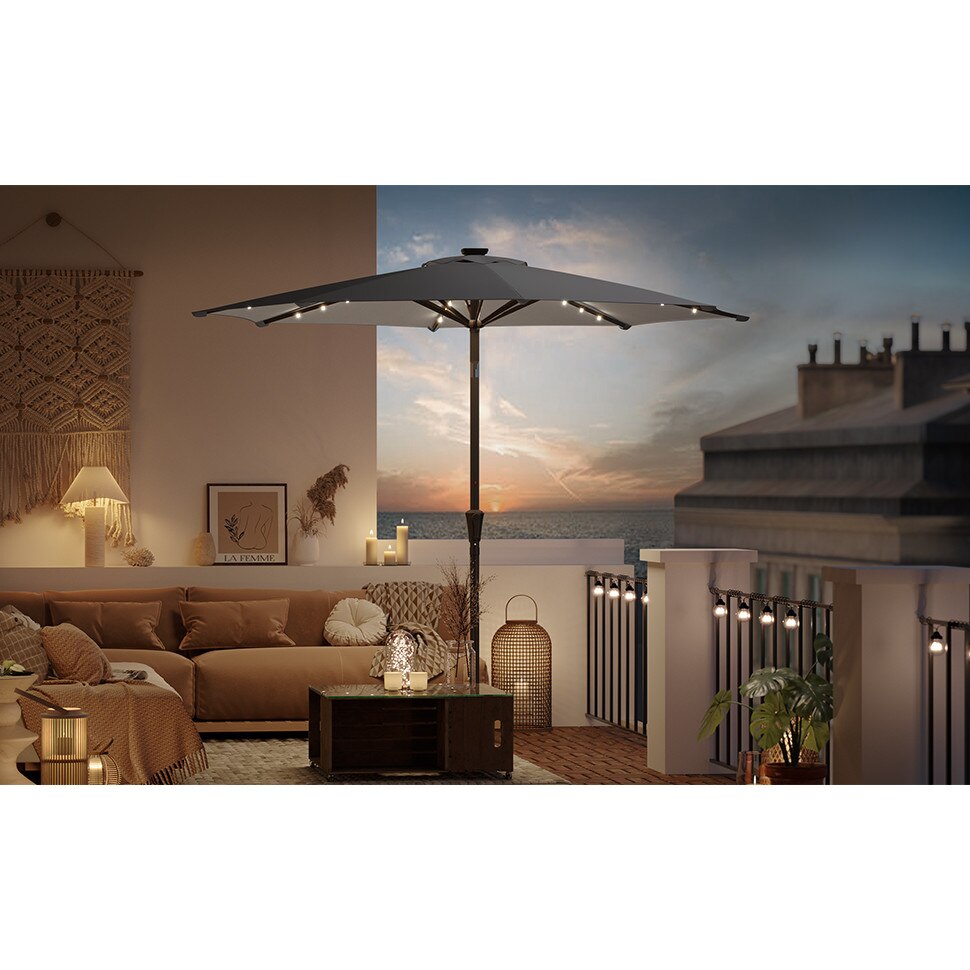 Umbrela de gradina SONGMICS, iluminare LED solara, cu manivela pentru ...