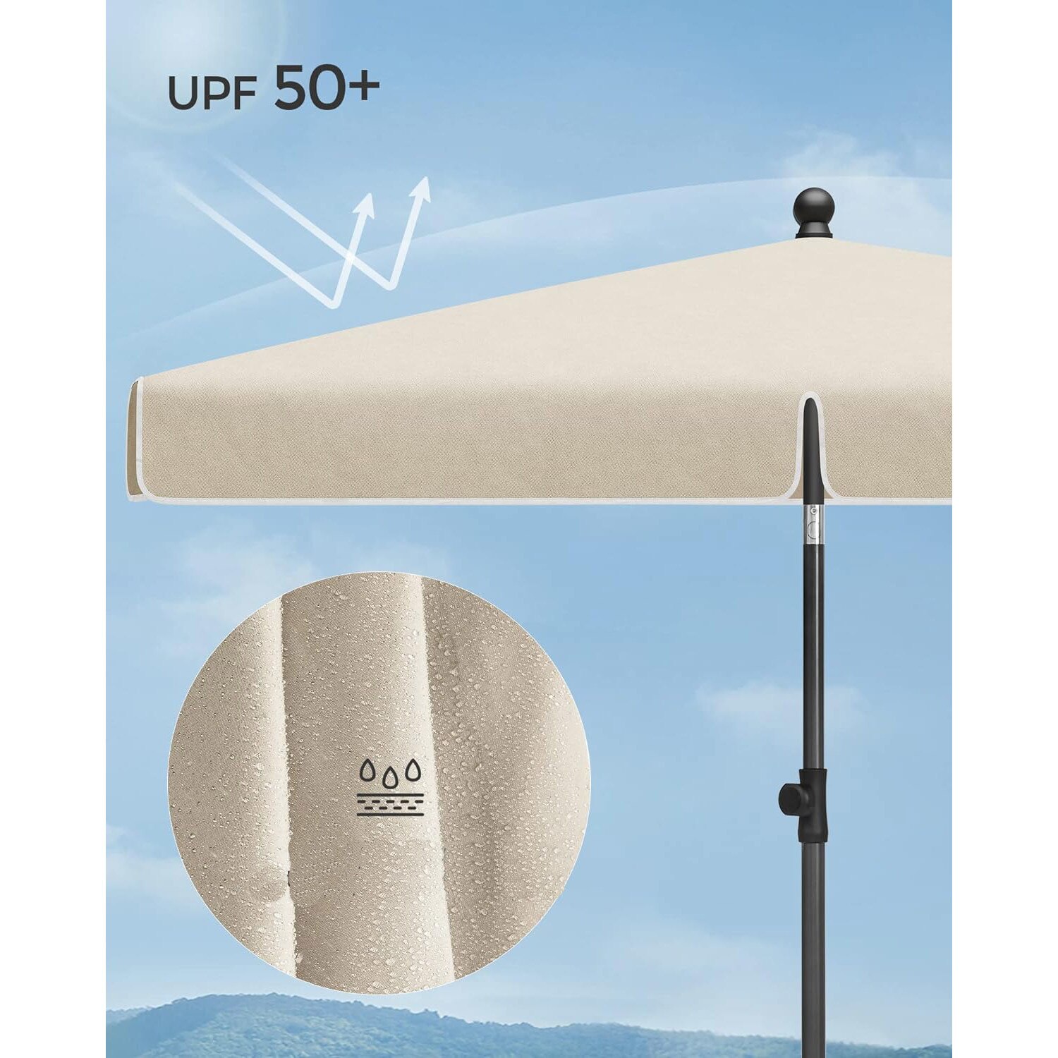 Umbrela terasa gradina sau plaja SONGMICS, cu inclinare, 200x125cm, bej ...