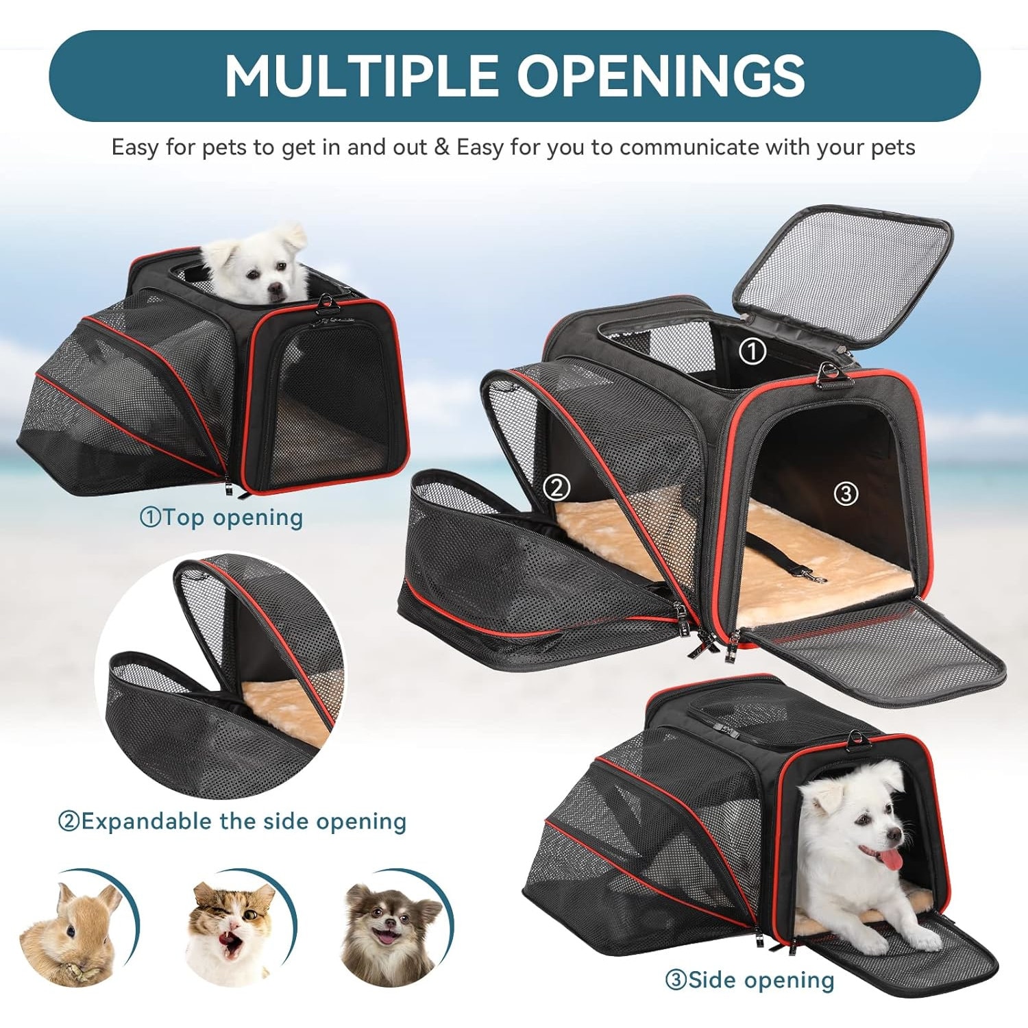 Geanta pentru transport animale mici, extensibil pe 2 parti, caine ...