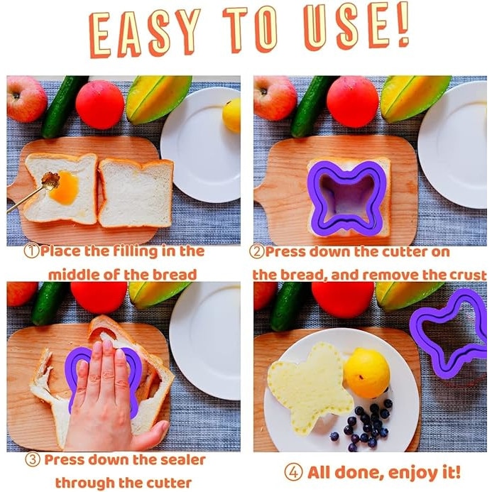 Set 9 Piese Decupatoare Sandwich si Biscuiti, Forme Dinozaur, Fluture ...