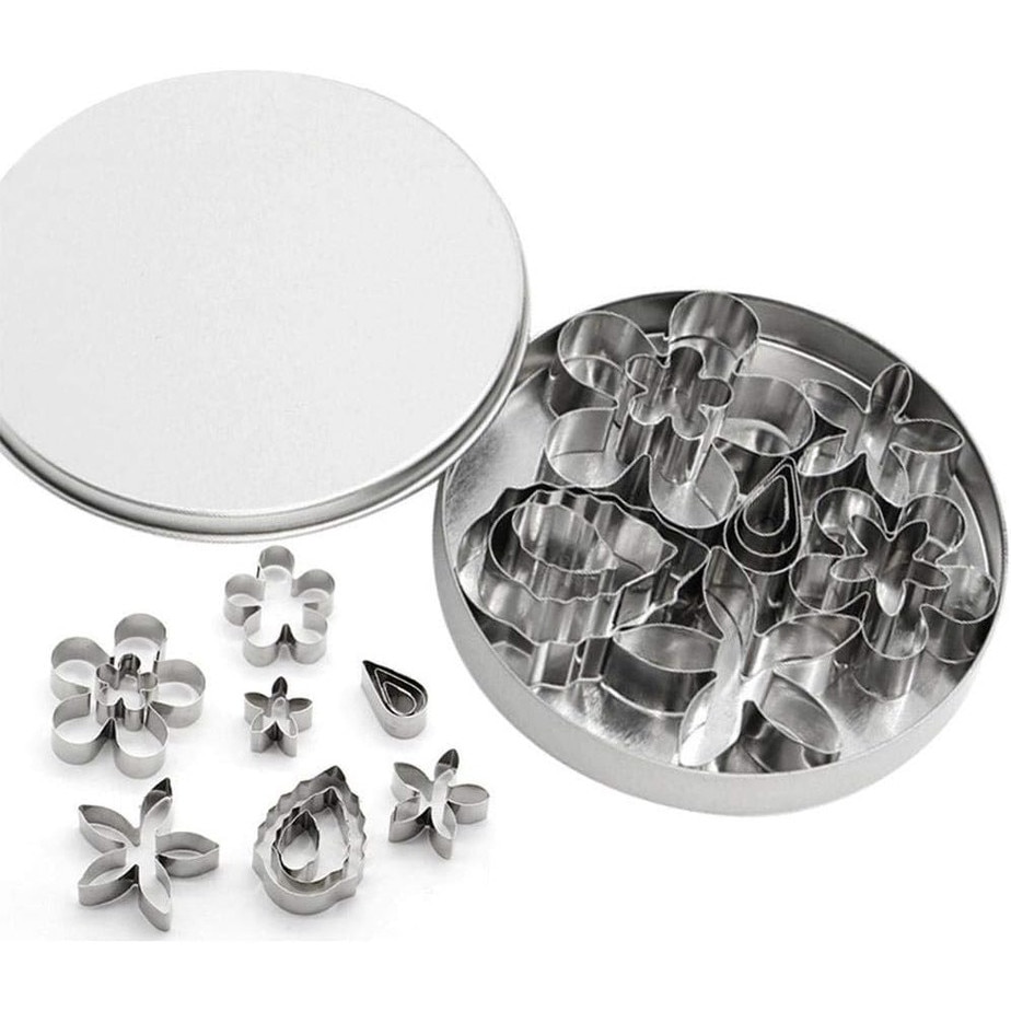 Set 12 forme prajituri, flori si frunze, inox, argintiu - eMAG.ro