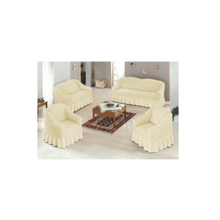 Set 4 huse creponate si elastice pentru 1 canapea 3 locuri, 1 canapea 2 ...