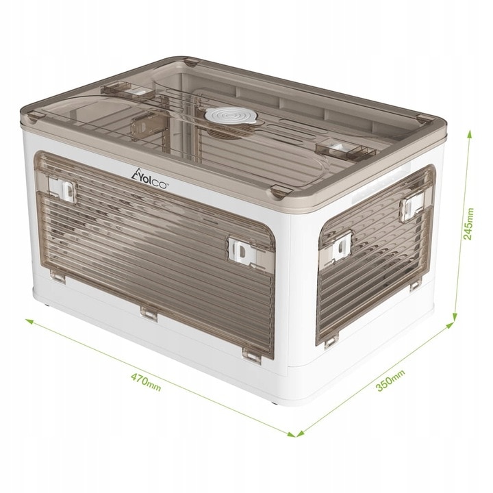 Container pliabil cu capac si manere din, material PP HIPS, Alb ...