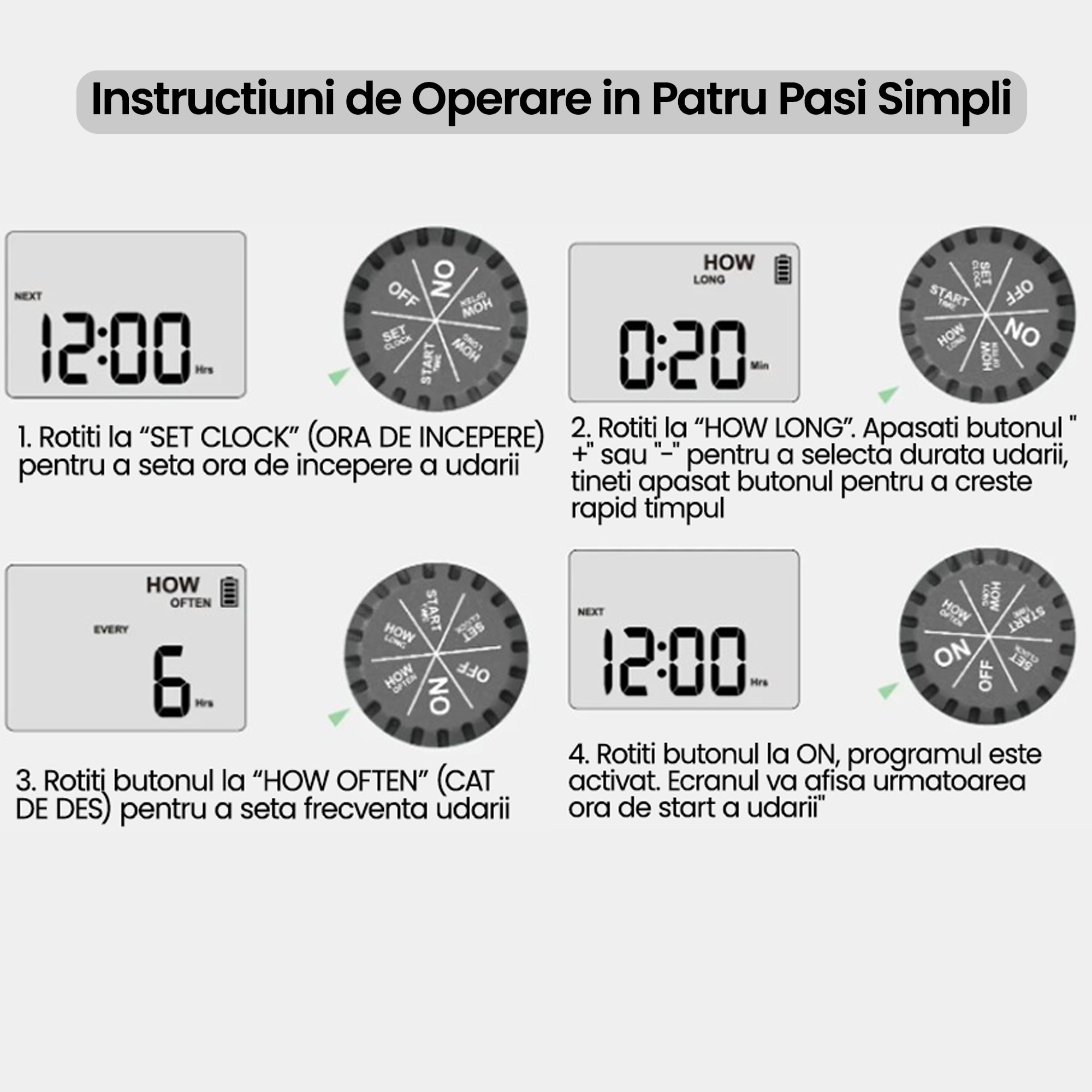 Programator irigatii RainPoint, 2 Moduri+ Ajustare volum, durata, 0 ...