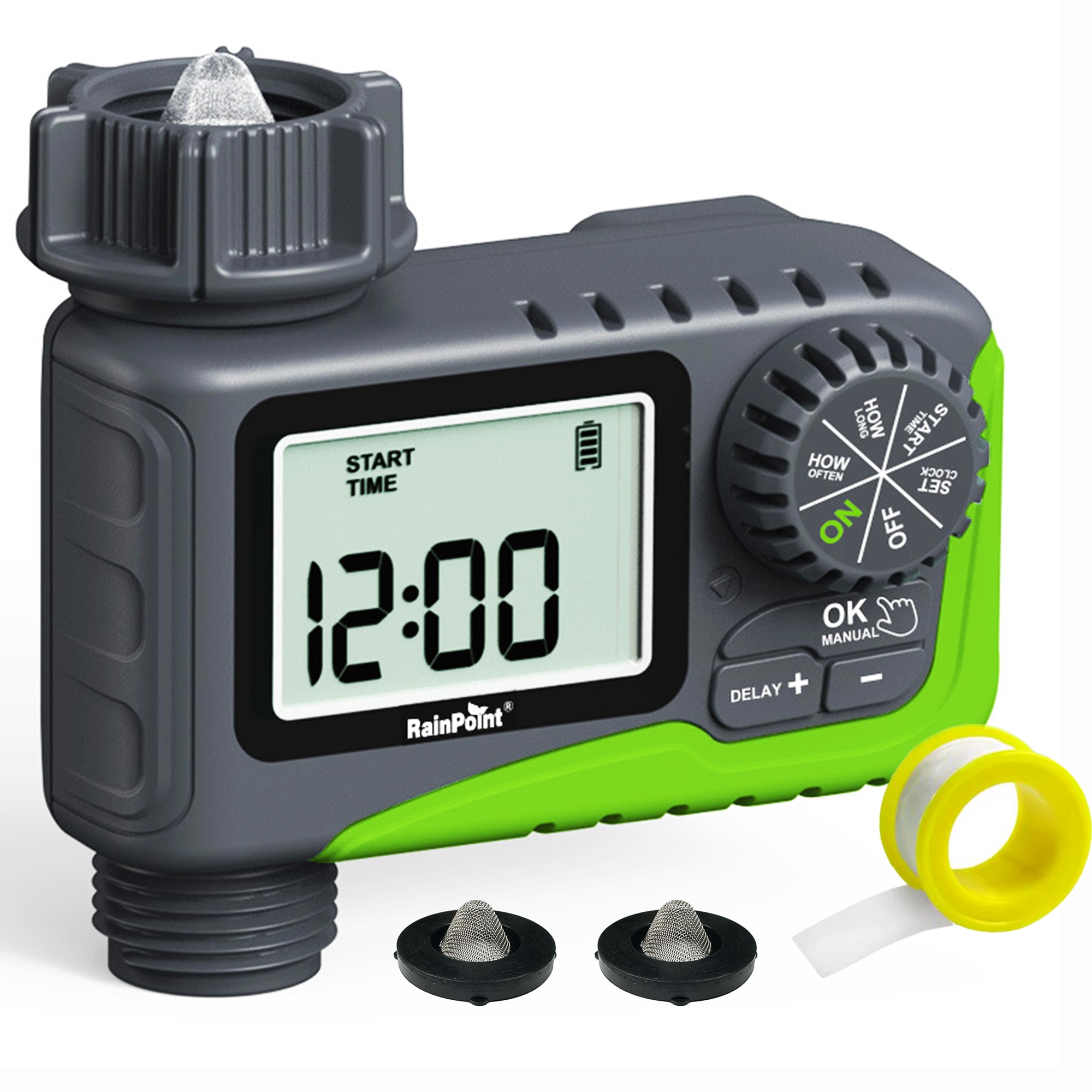 Programator irigatii RainPoint, 2 Moduri+ Ajustare volum, durata, 0 ...