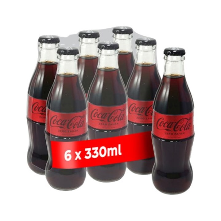 Bautura carbogazoasa cu indulcitori Coca – Cola zero zahar, Sticla 6 x ...