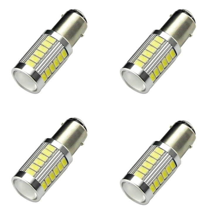 Set 4 Becuri LED Auto, BA15D, 1157, 6000K, Alb Rece, 12V, 900 lm ...