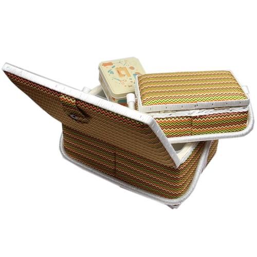 Set cutii pentru organizarea pieselor de cusut colorat alb, rosu ...