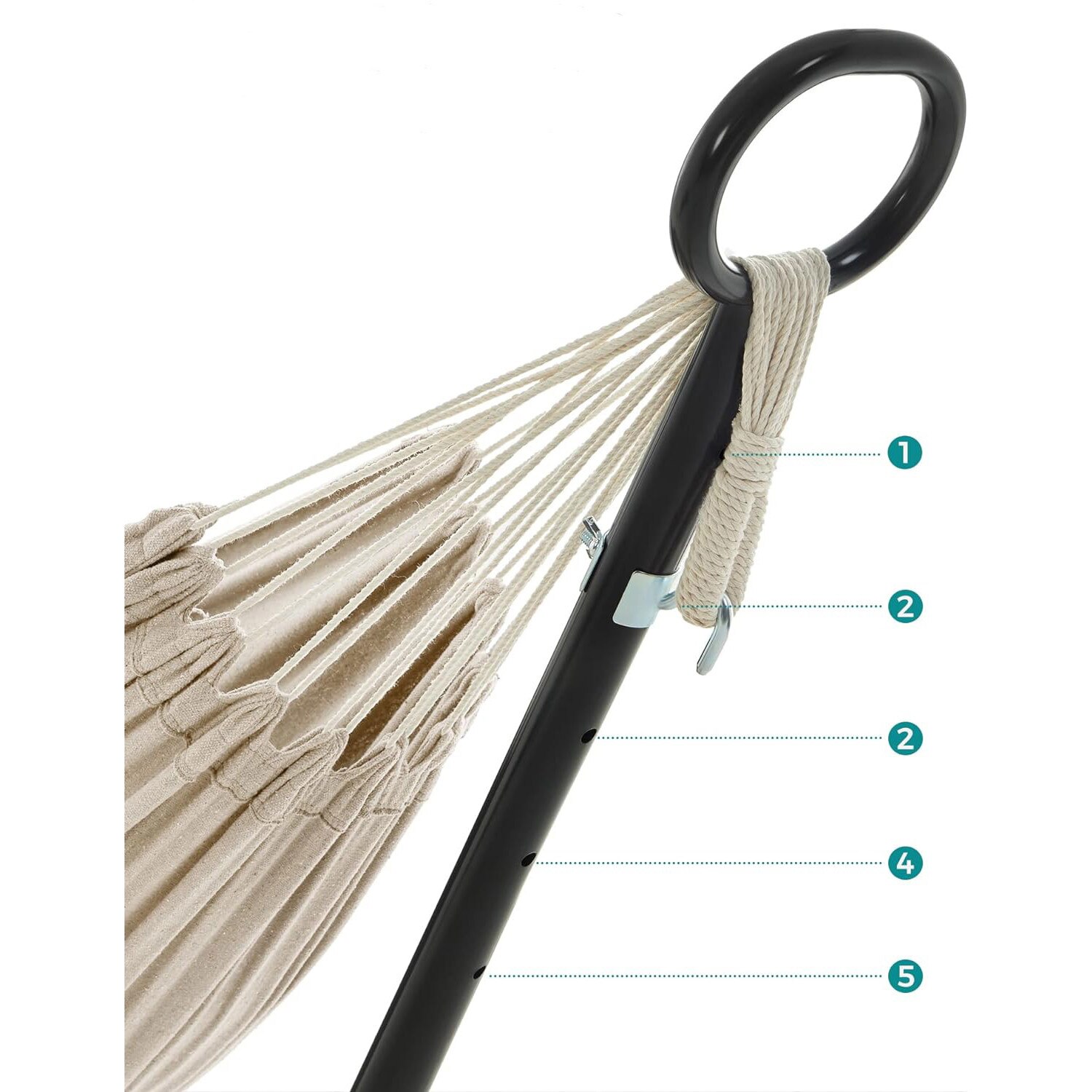 Hamac cu cadru metalic SONGMICS, reglabil la 5 inaltimi, maxim 240 kg ...