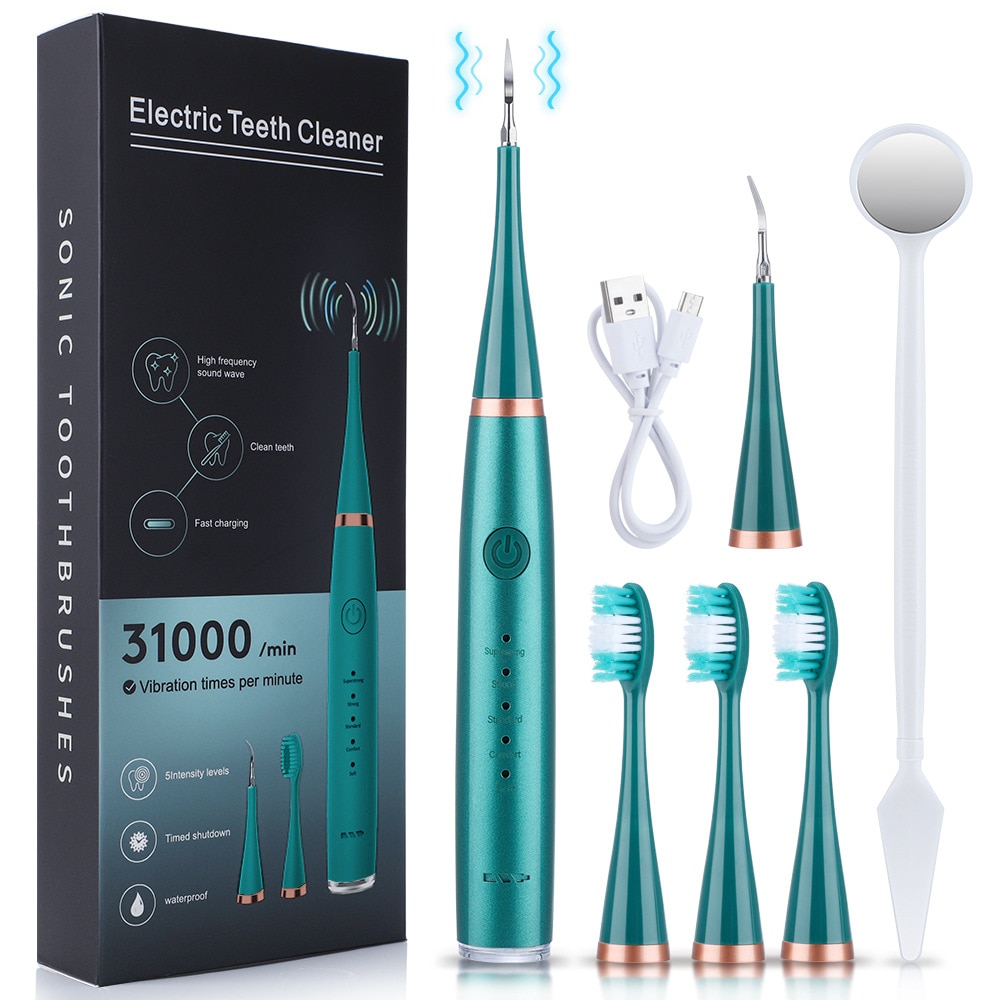 Set de curatare si intretinere dentara cu ultrasunete, periuta ...