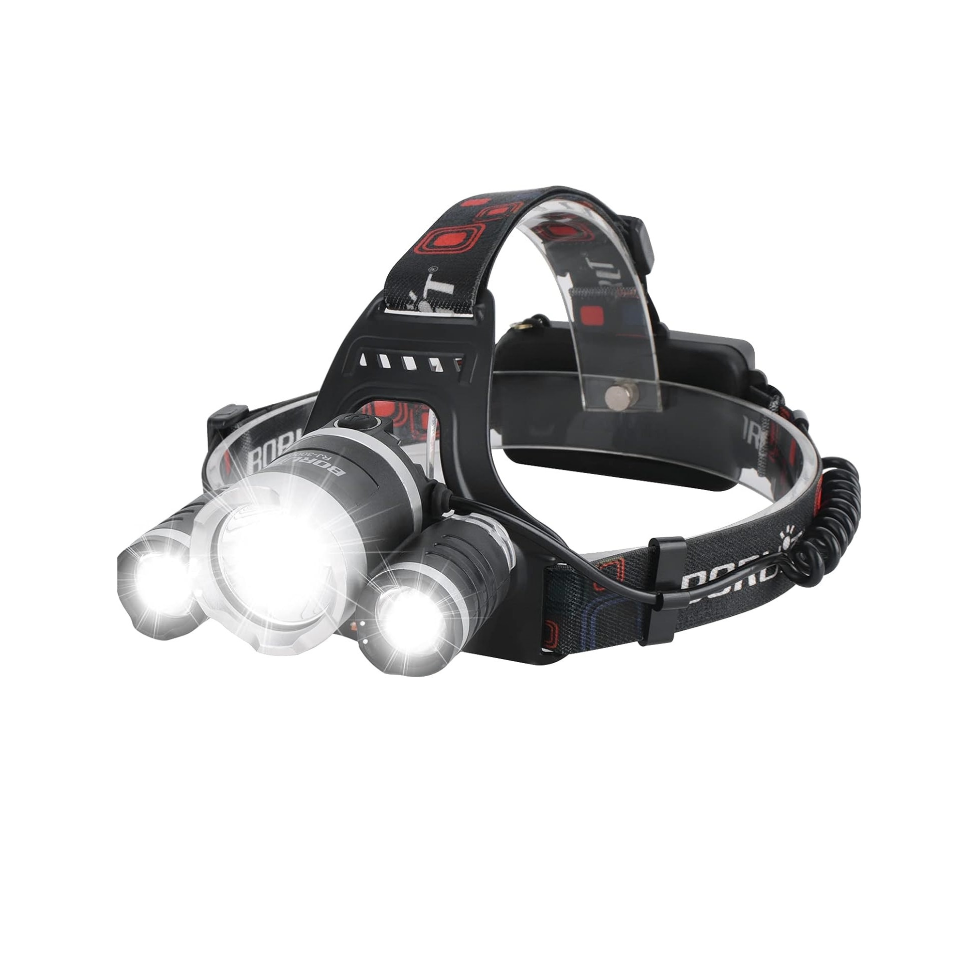 BORUIT RJ-3000 акумулаторен LED челник, ярък 5000 лумена, 4 режима ...