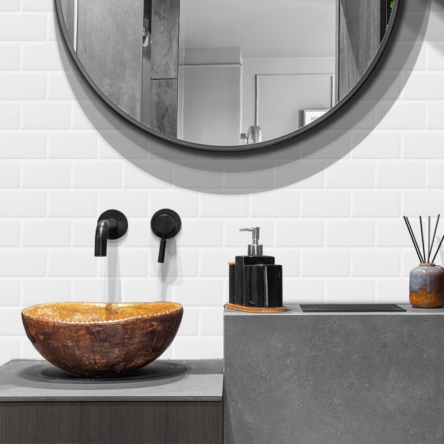 Placi de Faianta Autoadezive, DEWOO, Design 3D, din PVC cu lipici ...