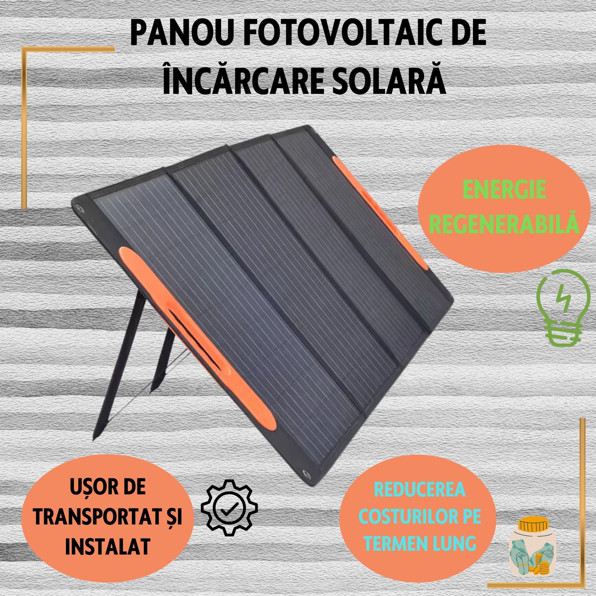 Panou Solar Pliabil TU&YA 200W, rezistent la apa IP65, protectie ...