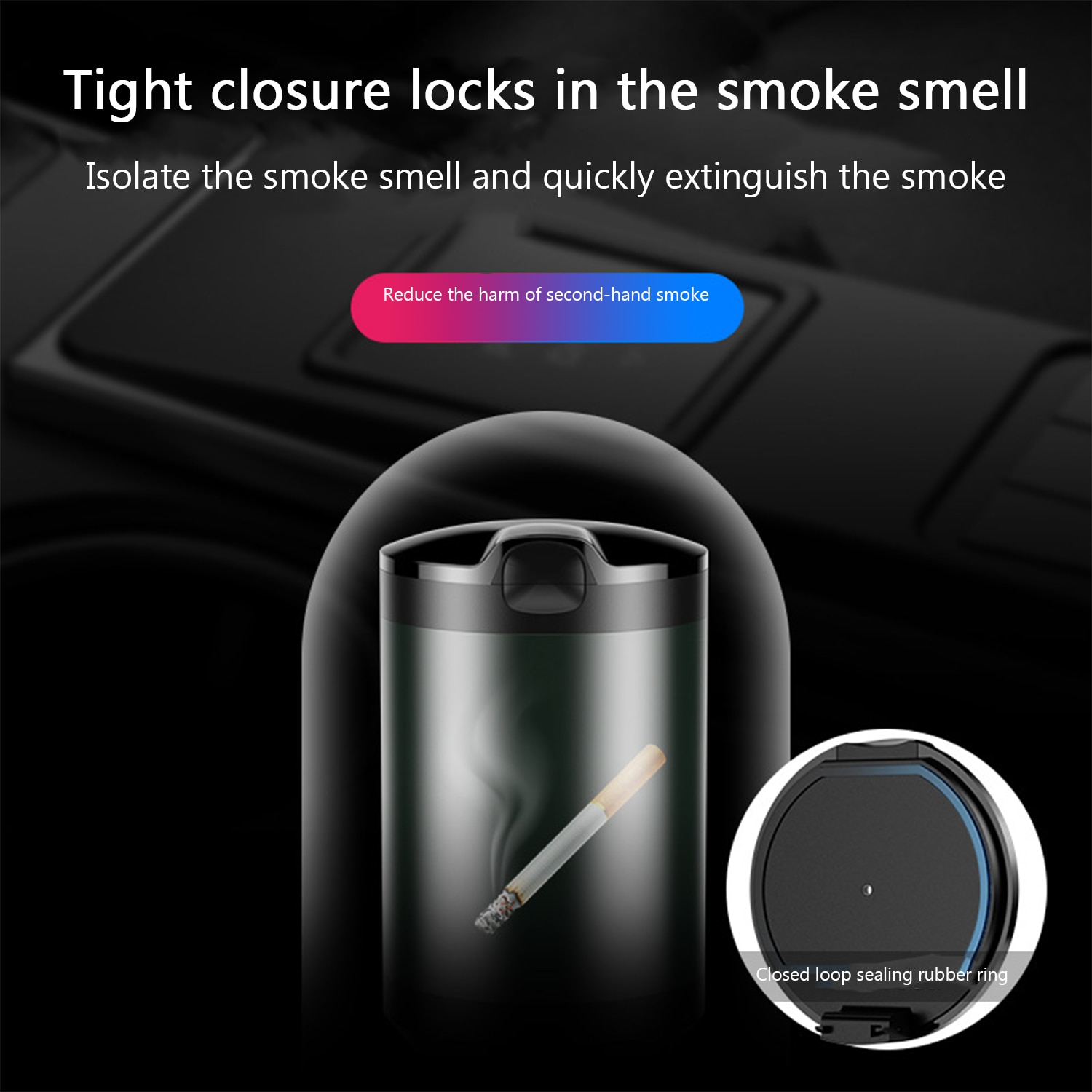 Scrumiera auto Mini Metal, Dauphine, lumina led, detasabila, interior ...