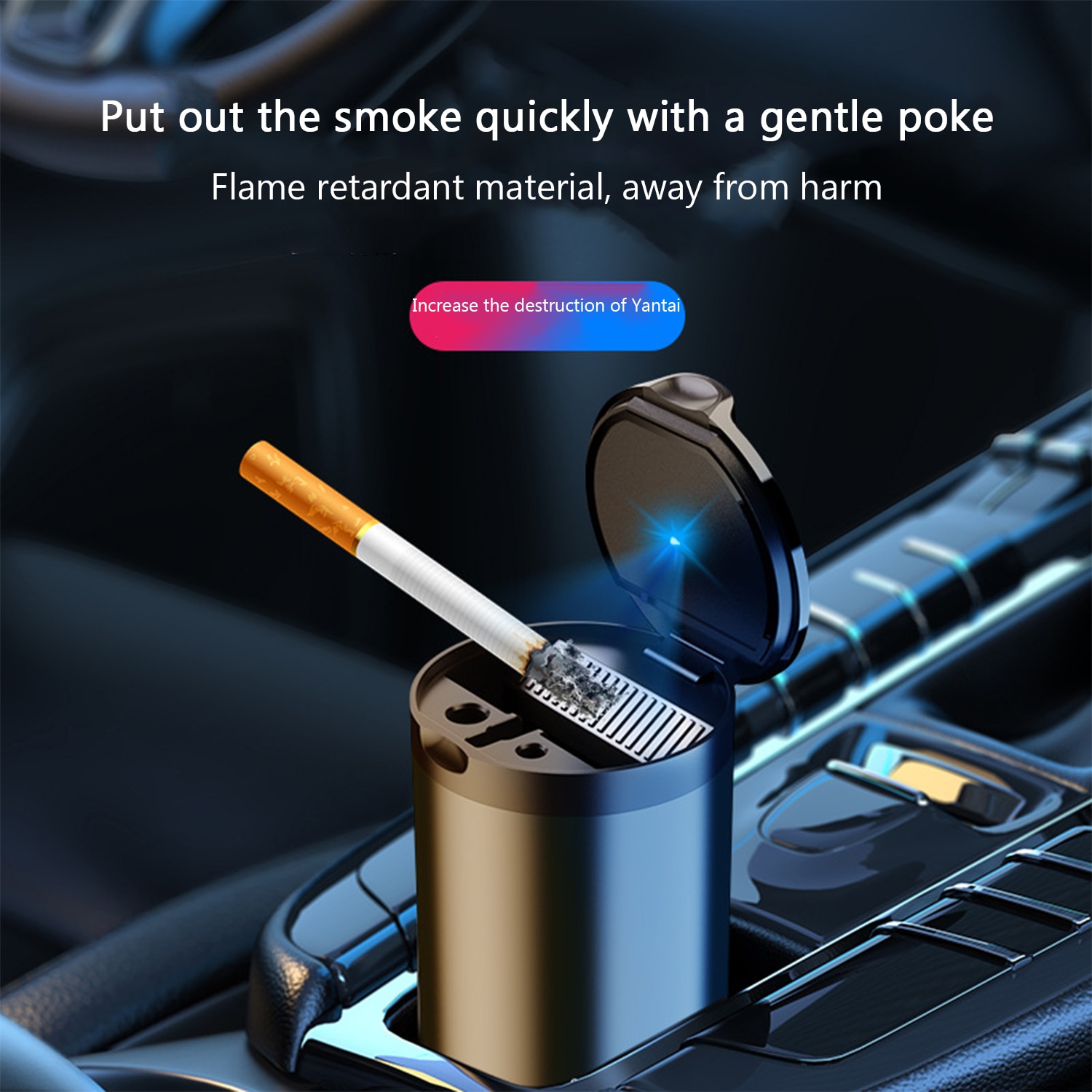 Scrumiera auto Mini Metal, Dauphine, lumina led, detasabila, interior ...