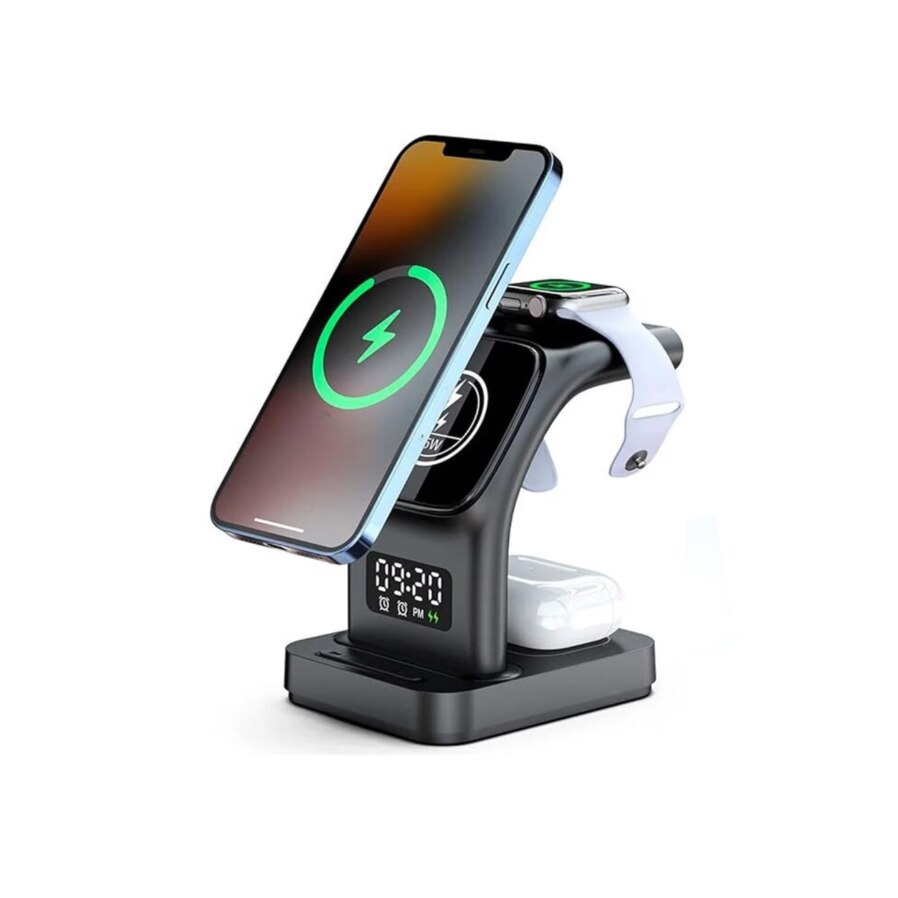 Incarcator Wireless Statie Incarcare 5 In 1 Qi Fast Charger 15W Negru ...