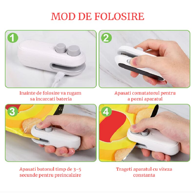 Mini aparat sigilat, Plastic, Alb, Mini - eMAG.ro