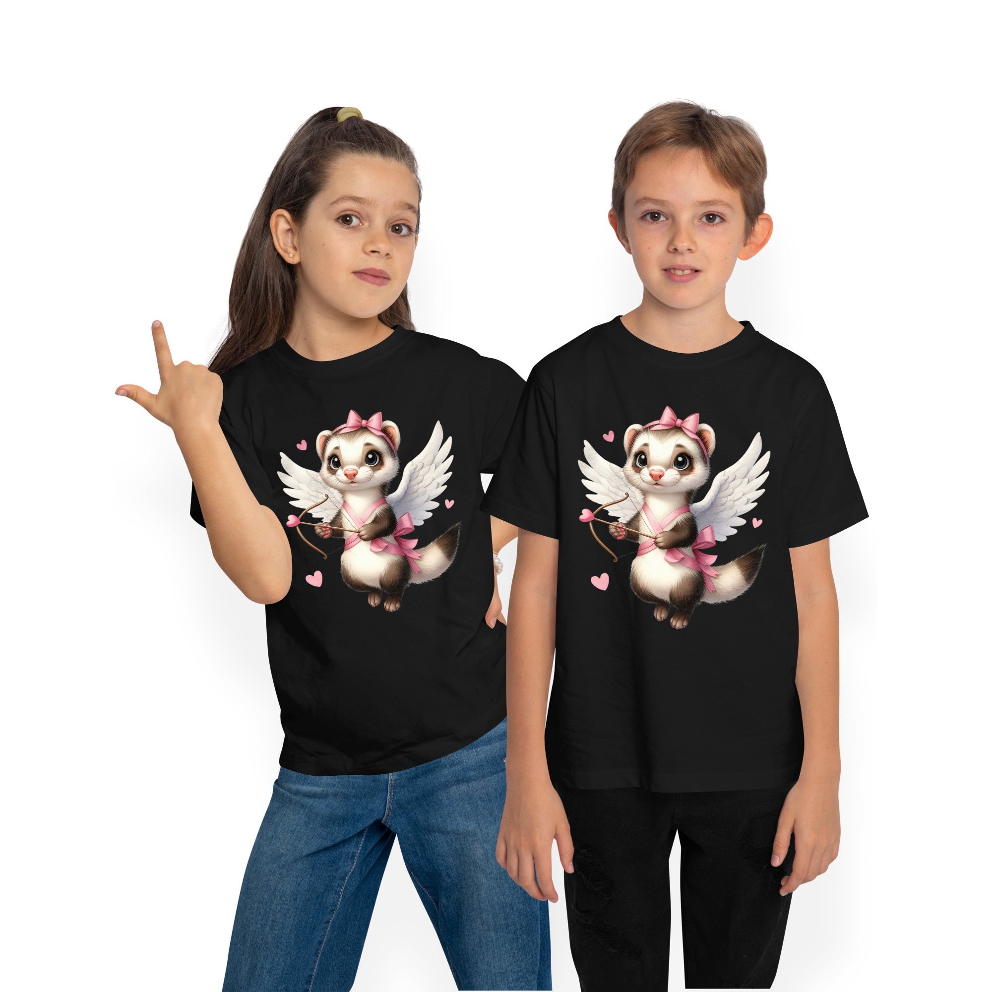 Görény Ámor Kids Illusztráció Szárnyak Repül Íjászat Szívek Valentin ...