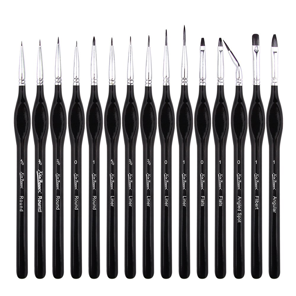 Pensule set 15, JENUOS®, pentru miniatura si detaliu - eMAG.ro