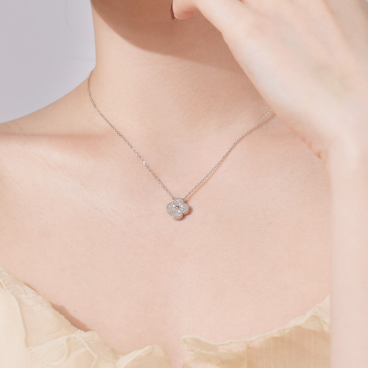 Set Una Vida Trifoi Lucky cu Pietre Bratara, Colier si Cercei, Argint ...