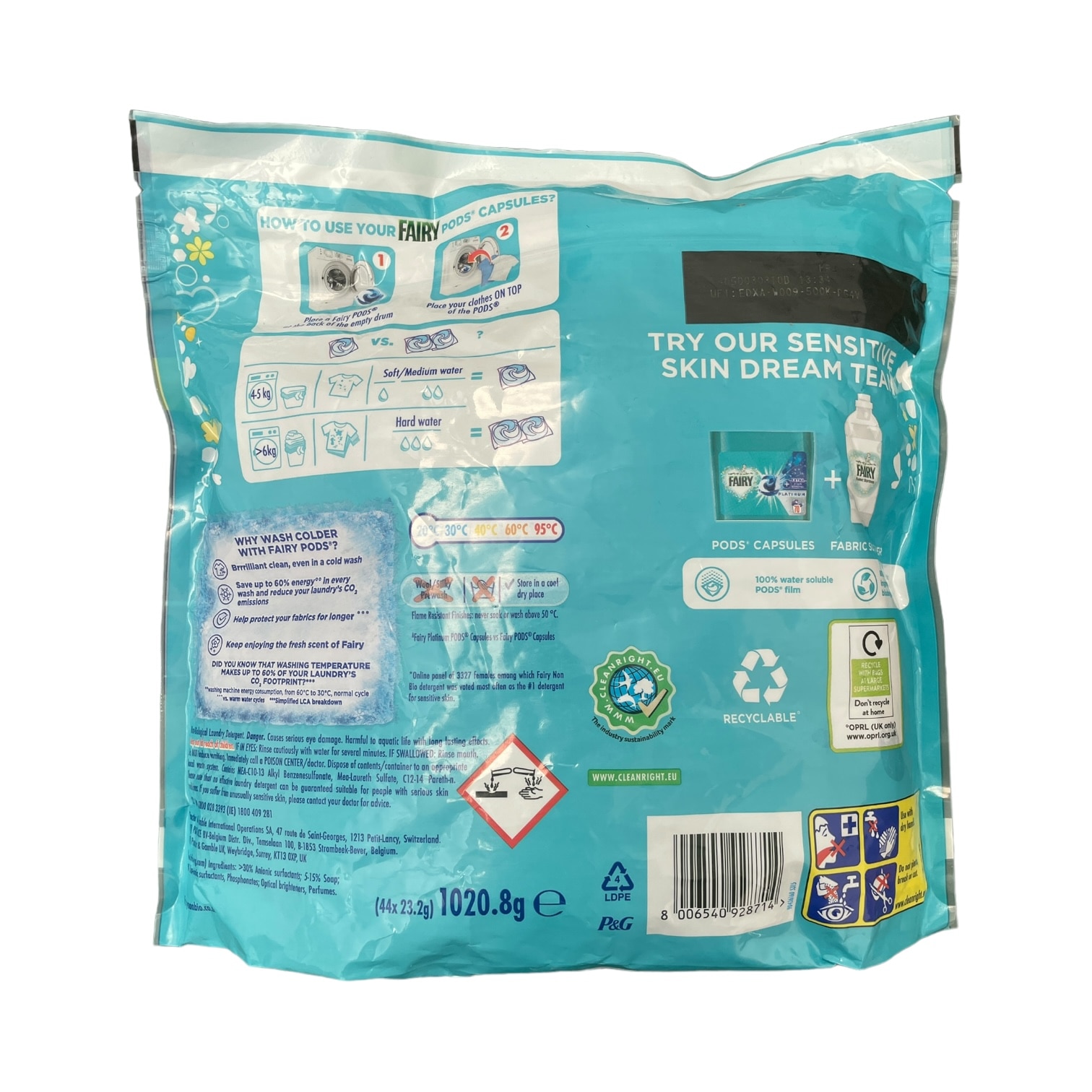 Detergent de rufe capsule Fairy, Platinum Non Bio + Extra Stain Removal ...