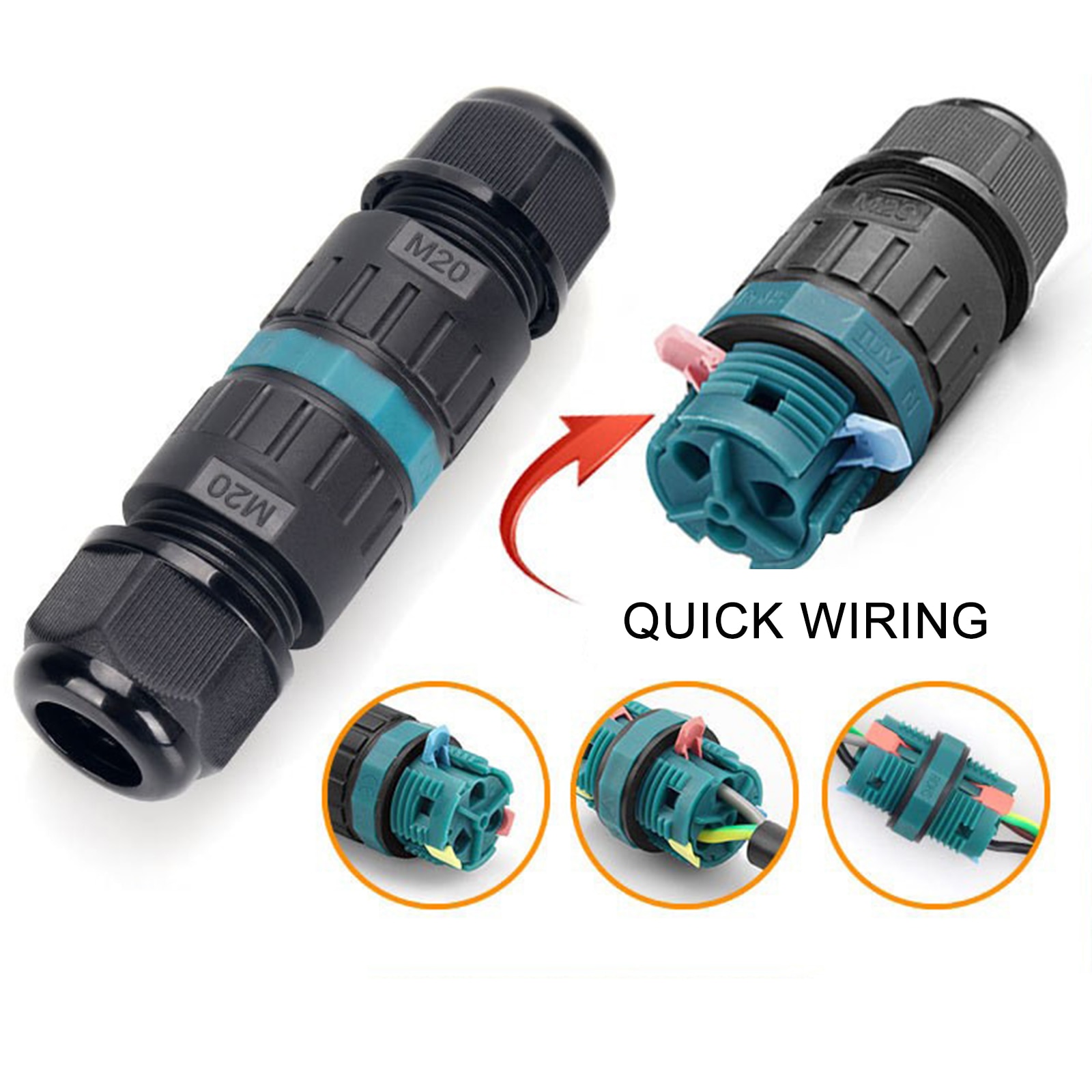 Set 2 Conector cablu electric liniar, SINBINTA, 3 pini, 450V, 16A ...