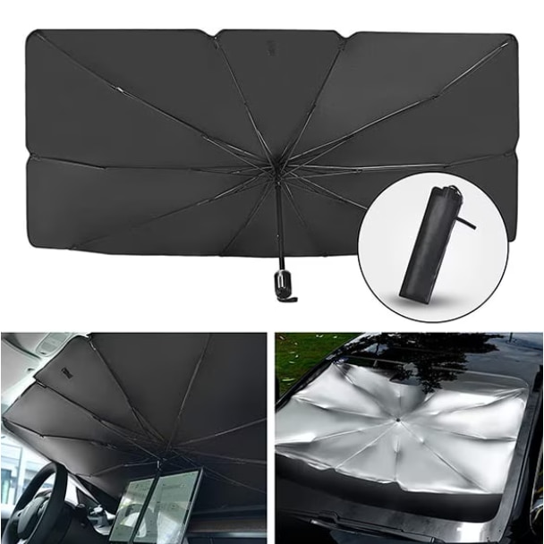 Parasolar Auto Pliabil, pentru Masina, in Forma de Umbrela, Negru ...