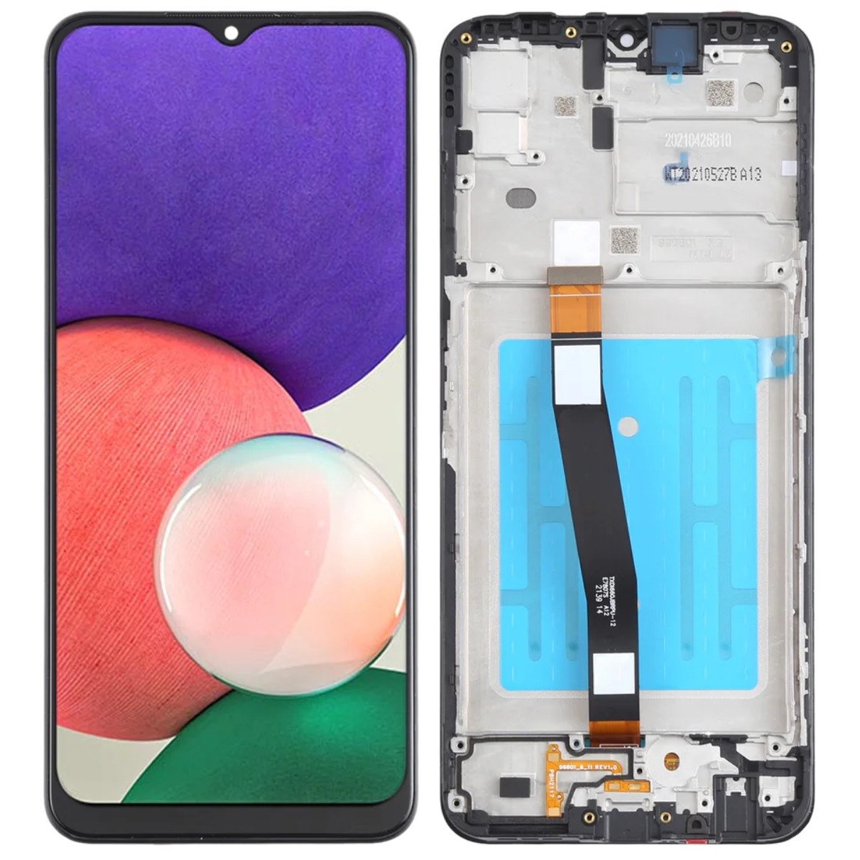 Display pentru Samsung Galaxy A22 5G (SM-A226), IPS, cu rama, Negru ...