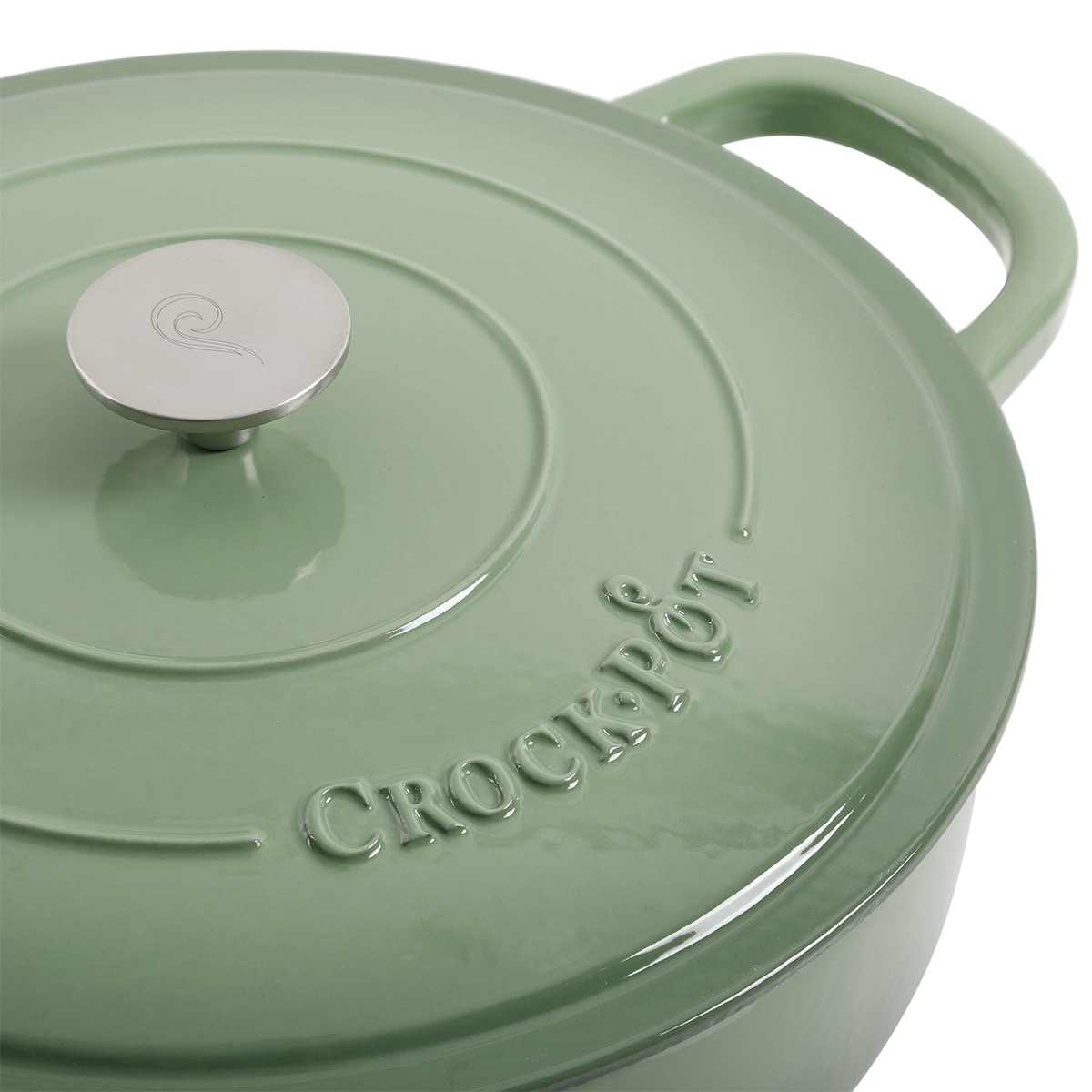 Vas cuptor cu capac, Crock-Pot, fonta emailata, rotund, verde fistic, 4 ...