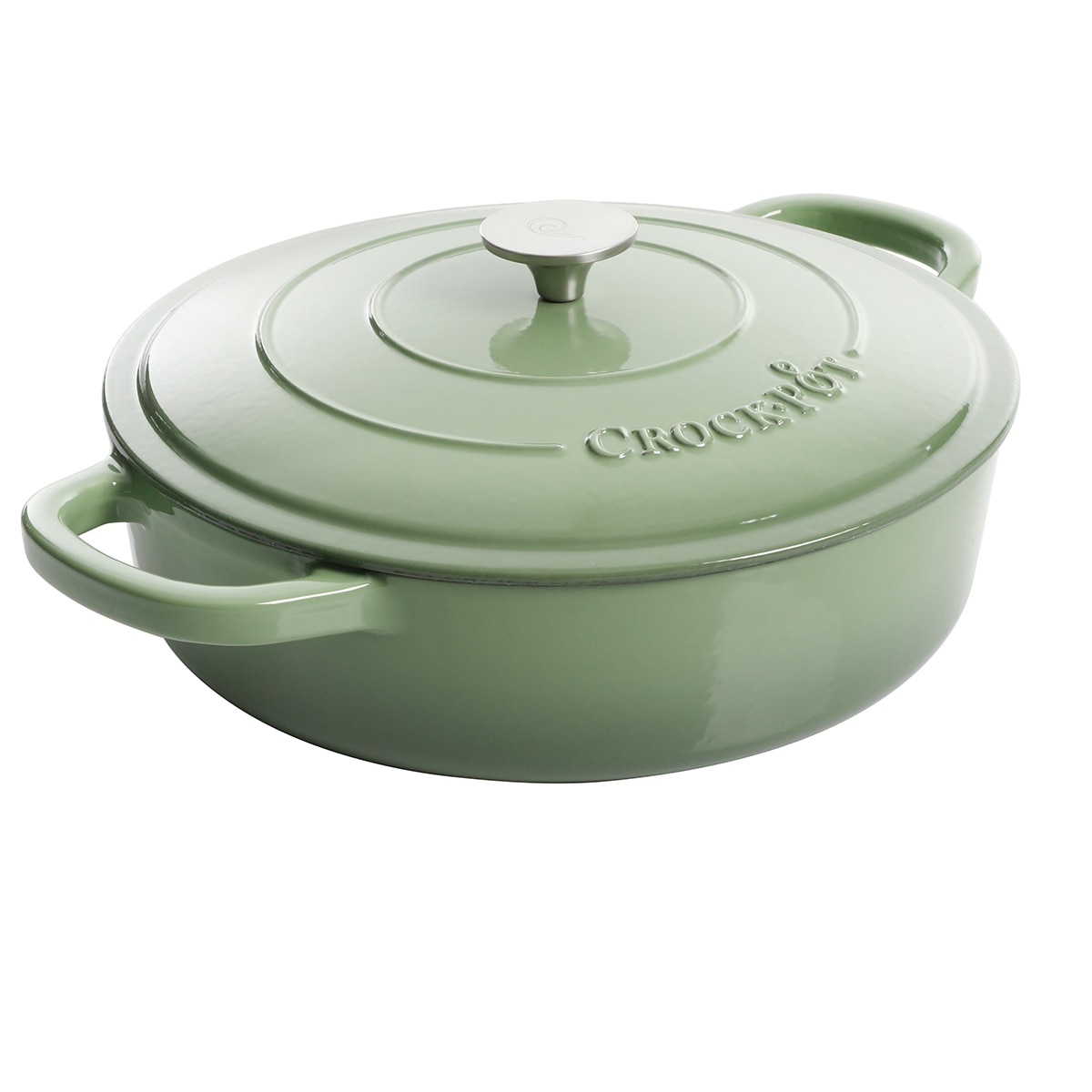 Vas cuptor cu capac, Crock-Pot, fonta emailata, rotund, verde fistic, 4 ...