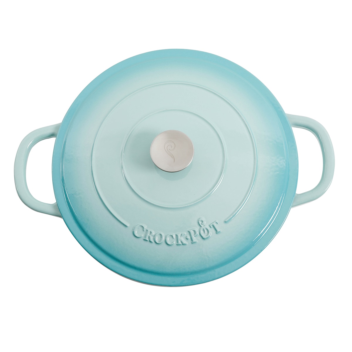 Vas cuptor cu capac, Crock-Pot, fonta emailata, rotund, bleu, 4.7L ...