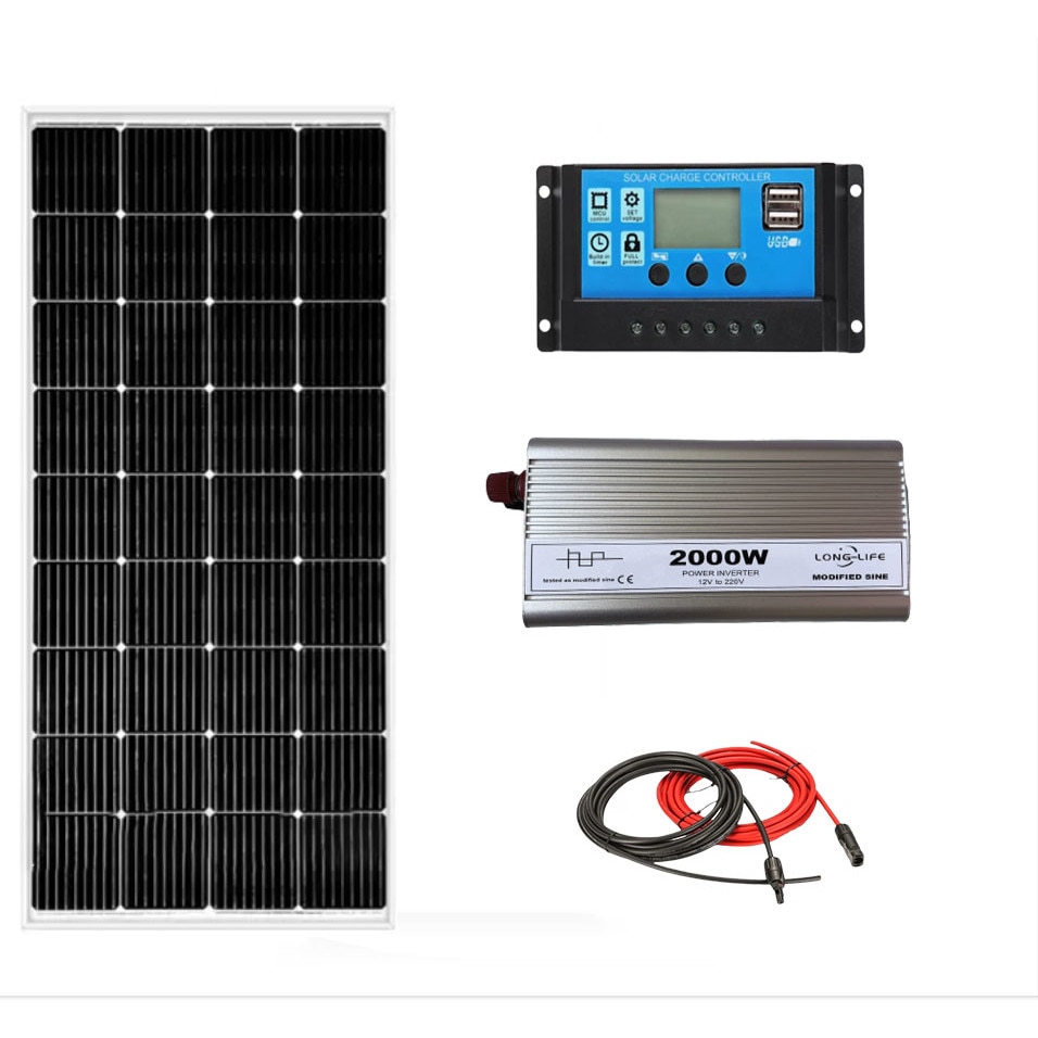 Kit solar fotovoltaic off grid invertor 2000W 12V, panou solar 120W ...