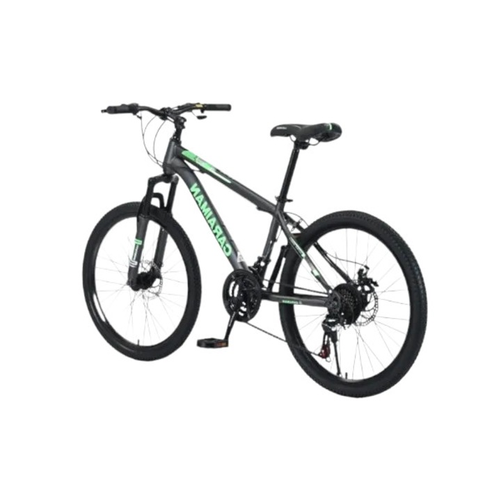 Bicicleta CARAIMAN, 24MTS, Negru-Verde, 24 inch, Cadru Otel, Frane pe ...