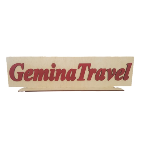 Placuta nume firma, logo, lemn natur si color, 50 cm, ArtemisGift - eMAG.ro