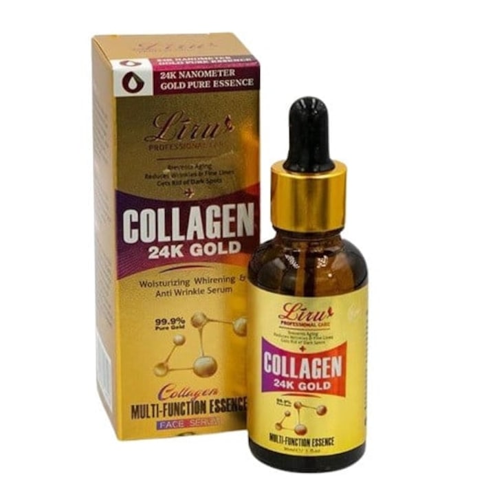 Ser de fata cu colagen si aur de 24 K, Liru, Collagen 24K Gold, 30 ml ...