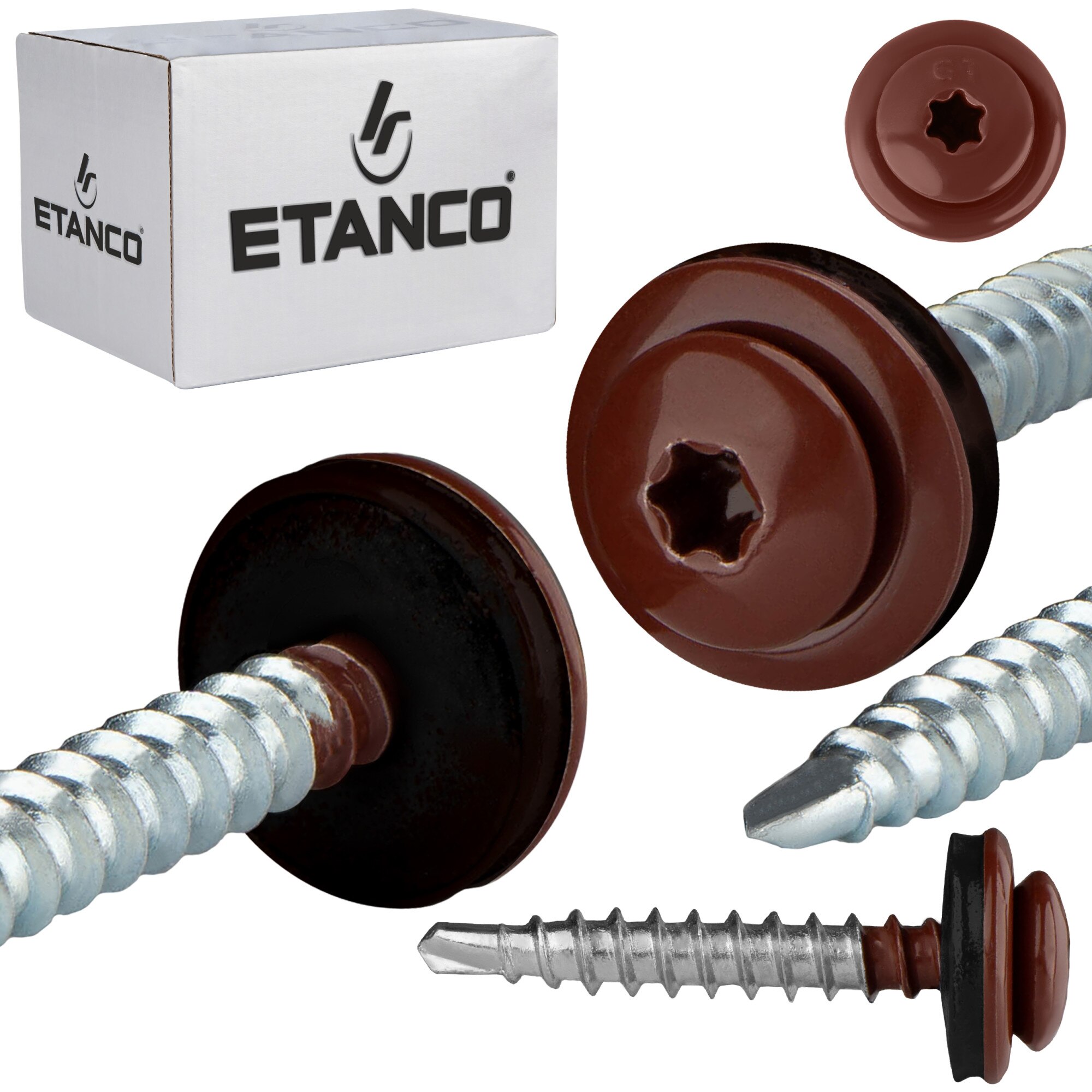 Set 250 Suruburi autoforante 4, 8x35 mm RAL 8017, pentru tabla si lemn ...