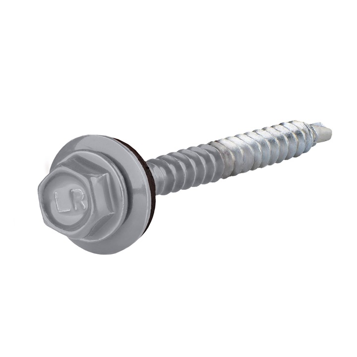 Set 100 Suruburi autoforante 4, 8x50 mm RAL 9006, pentru tabla si lemn ...