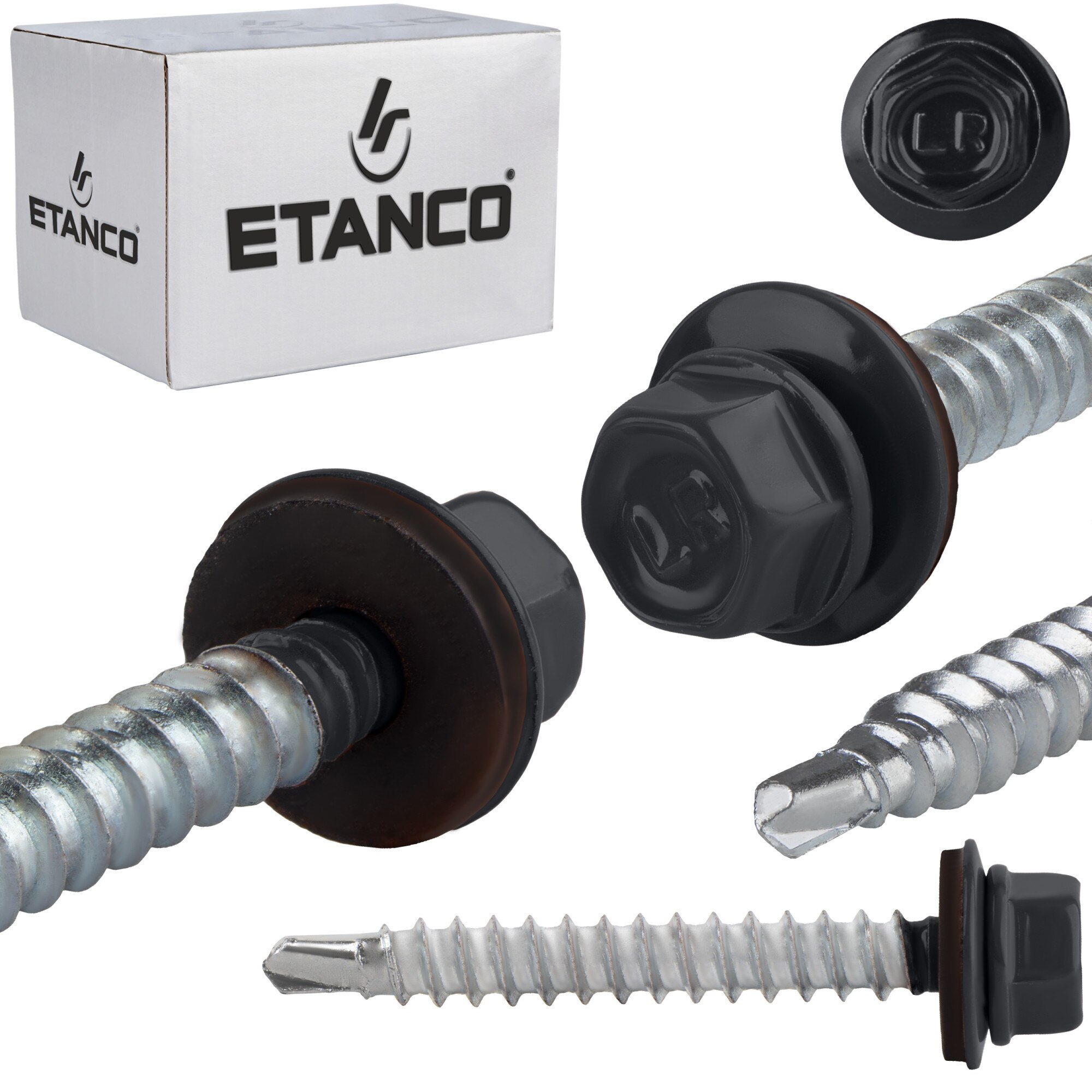 Set 100 Suruburi autoforante 6, 4x50 mm RAL 7016, pentru tabla si lemn ...